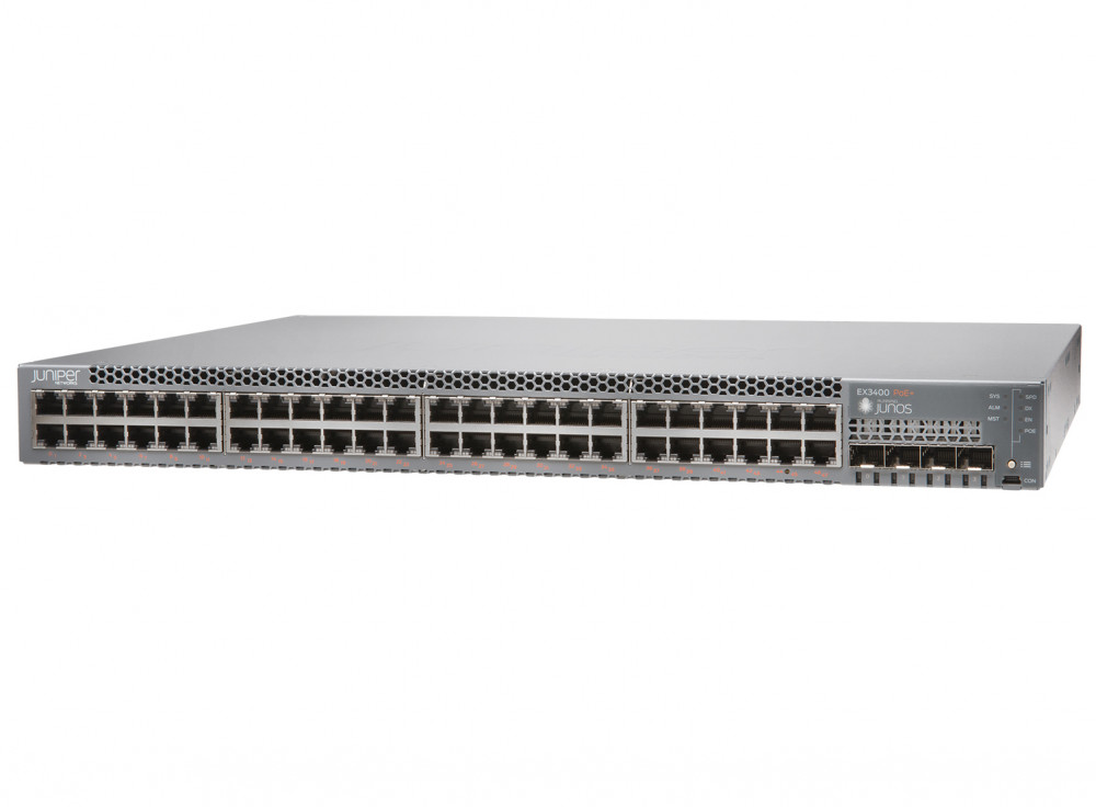 Juniper EX3400-48T-TAA 48 Port 10/100/1000BASE-T, 4 x 1/10GbE SFP+, 2 x ...