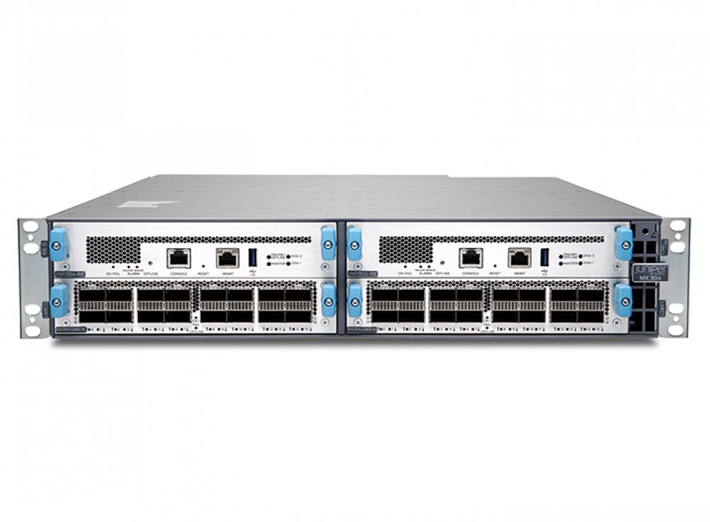 Router Juniper MX304-BASE 1 RE, 3 fan trays, and 2 power supplies