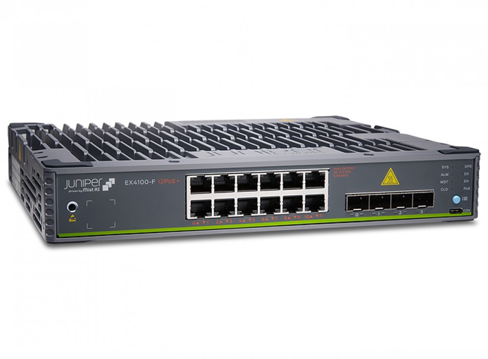 Switch Juniper EX4100-F-12P, 12 Ports 1GbE PoE+, 2 Ports Uplink RJ45 10GbE